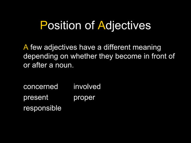 Position of Adjectives | PPT