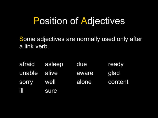 Position of Adjectives | PPT