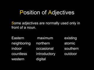Position of Adjectives | PPT