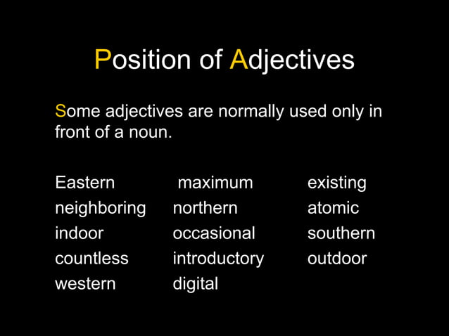 Position of Adjectives | PPT