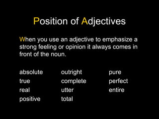 Position of Adjectives | PPT