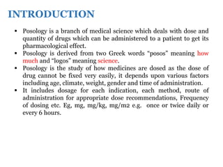 Posology and Factors affecting to posology | PPTX