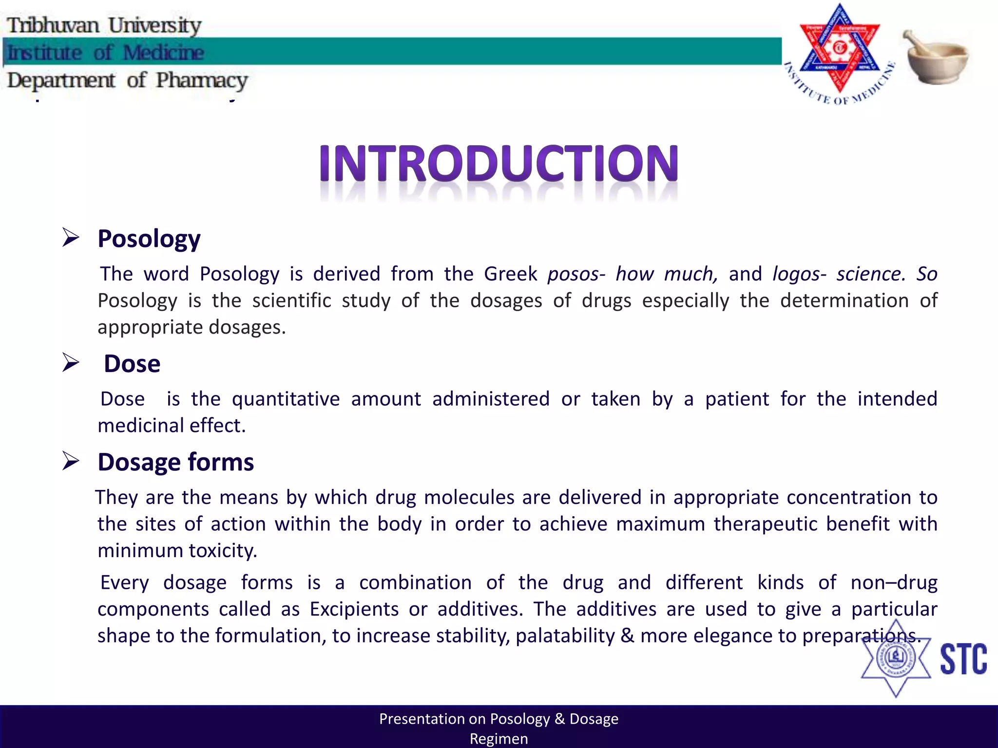 Posology and dosage regimen | PPT