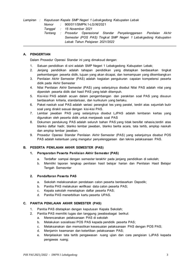 Pos pas 2021 2022 | PDF