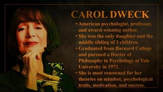 Growth Mindset and Fixed Mindset Carol Dweck | PPTX