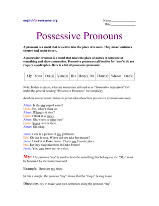Possesive%20 pronouns | PDF
