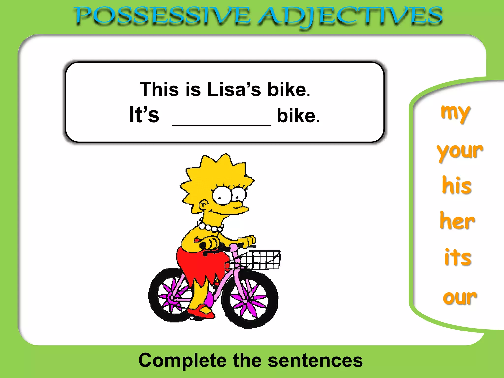 Possessive adjectives-ppt-flashcards-fun-activities-games 42226 | PPTX