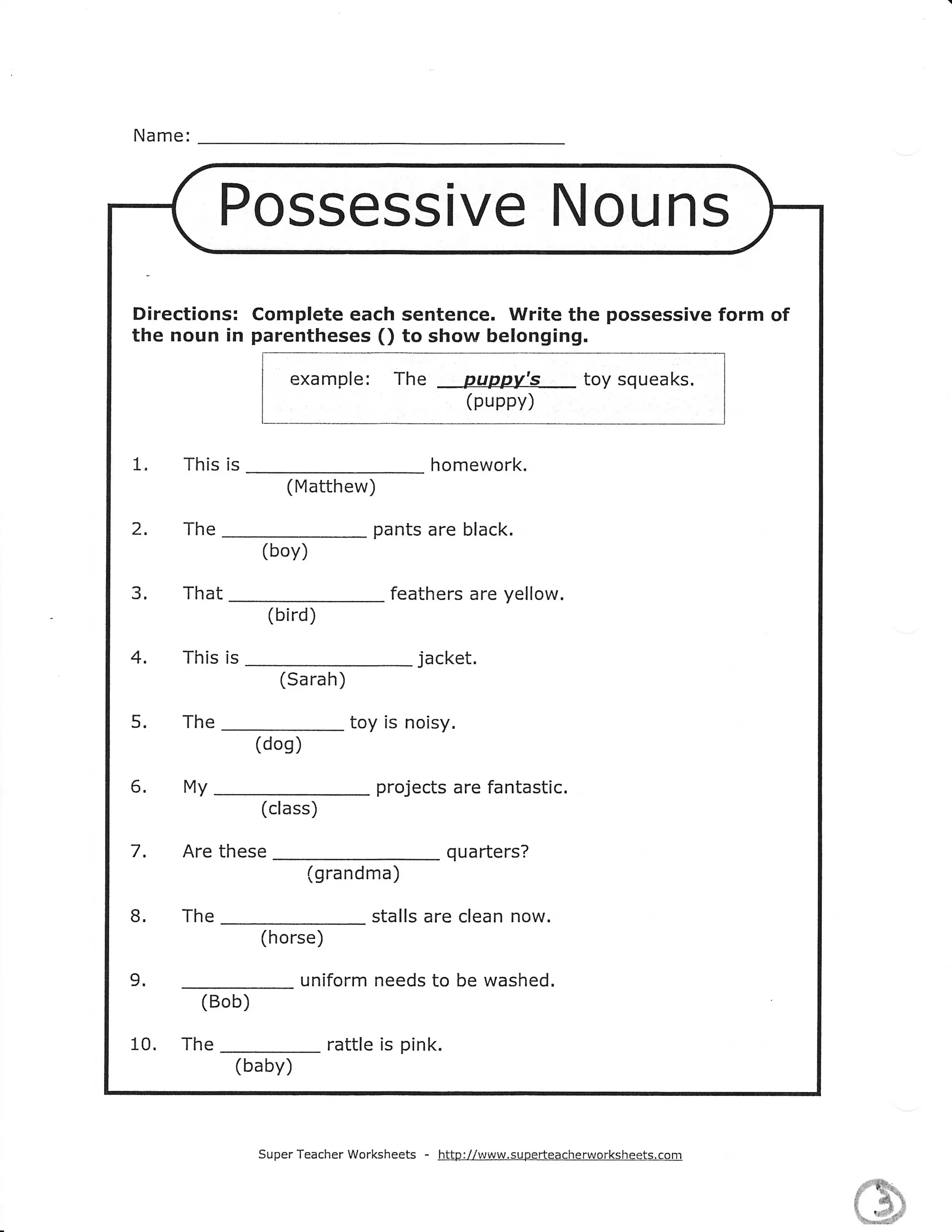 Possessive nouns-multiple-ws | PDF