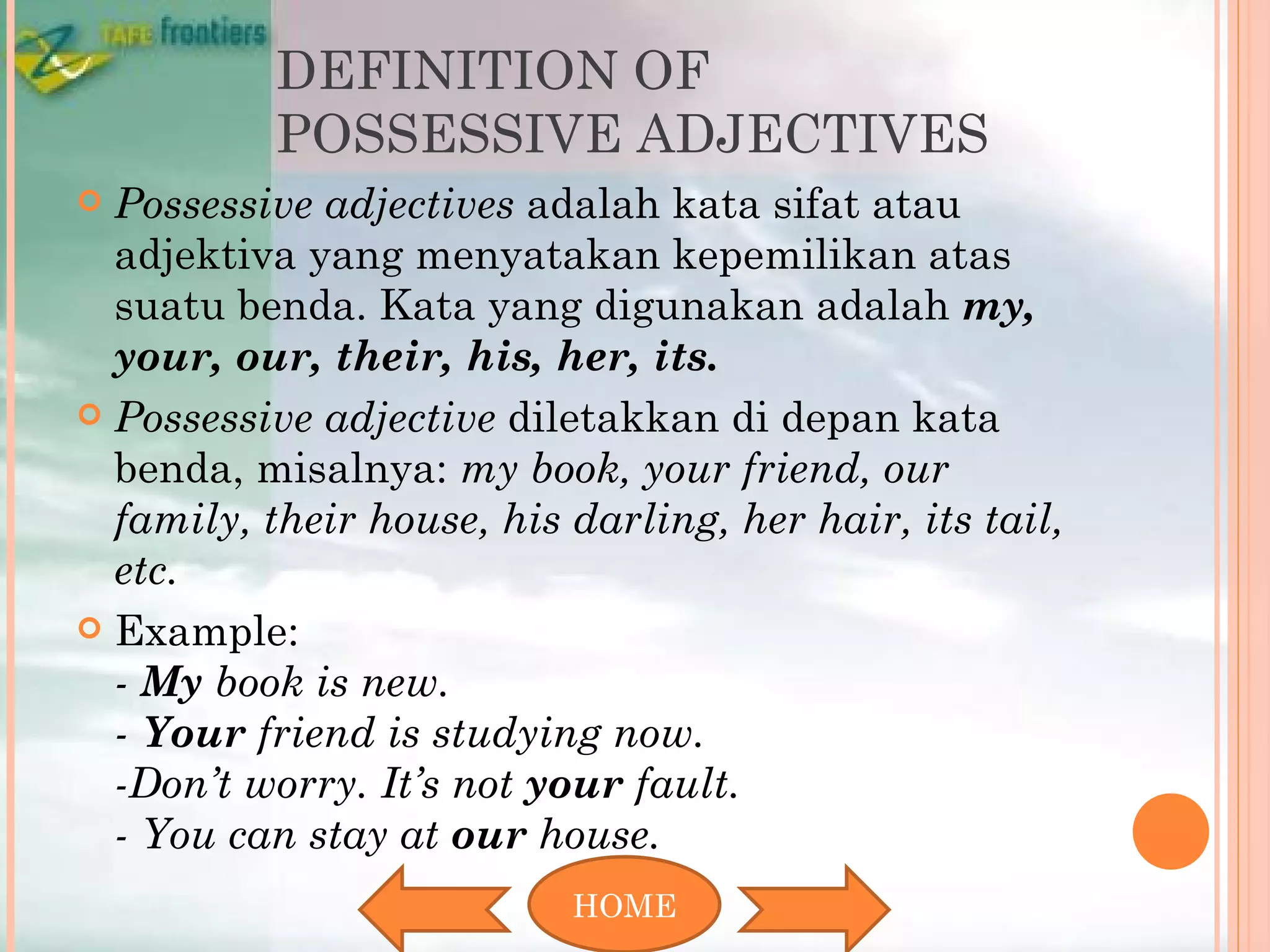 Possessive adjective | PPT