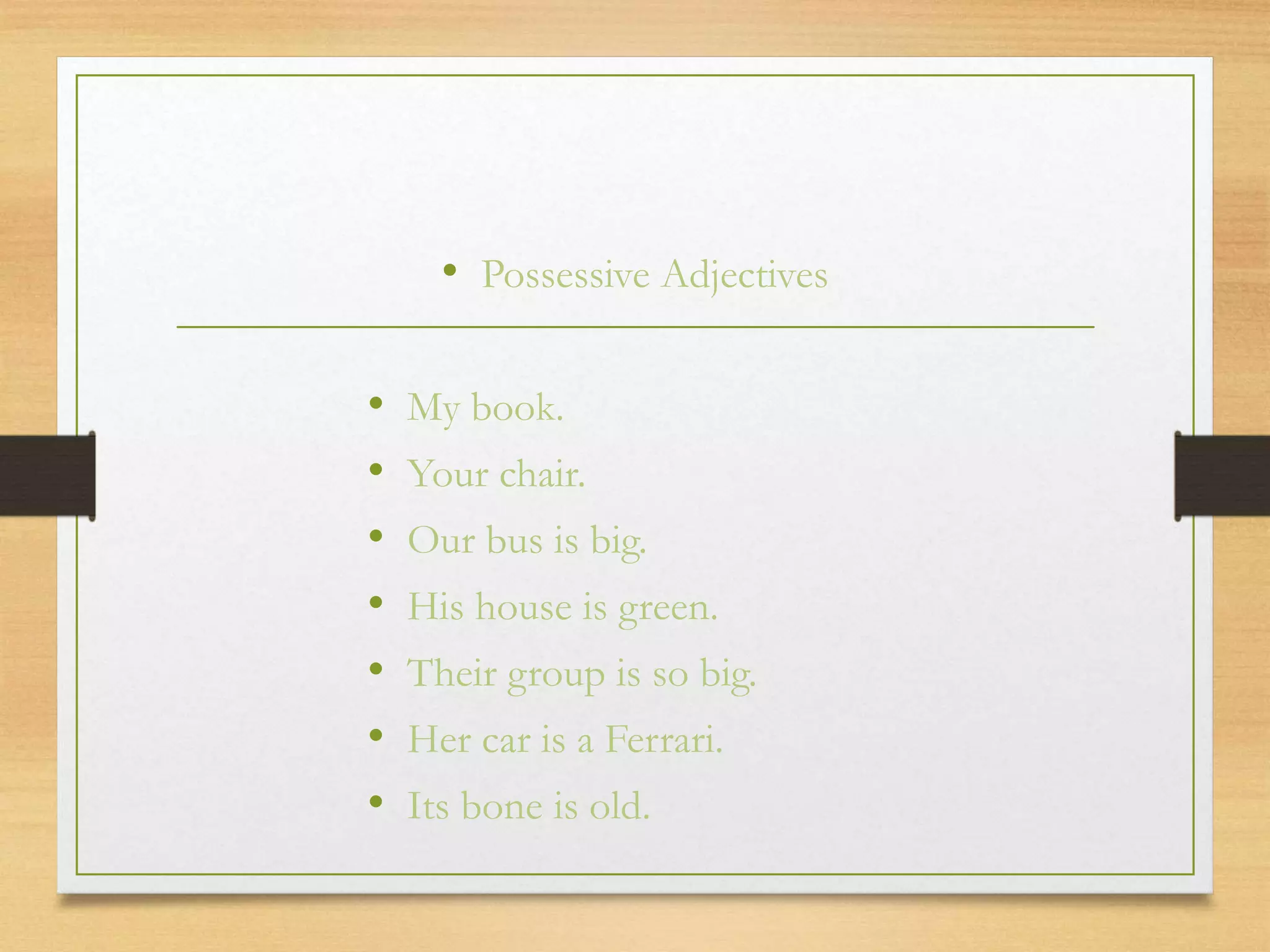 Possessive adjectives | PPT | Books and Literature