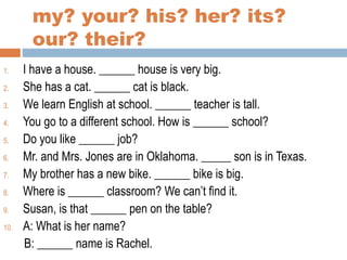 Possessive adjective - game | PPTX