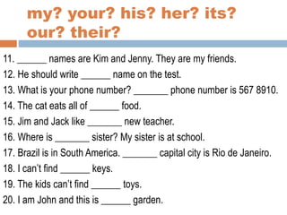 Possessive adjective - game | PPTX