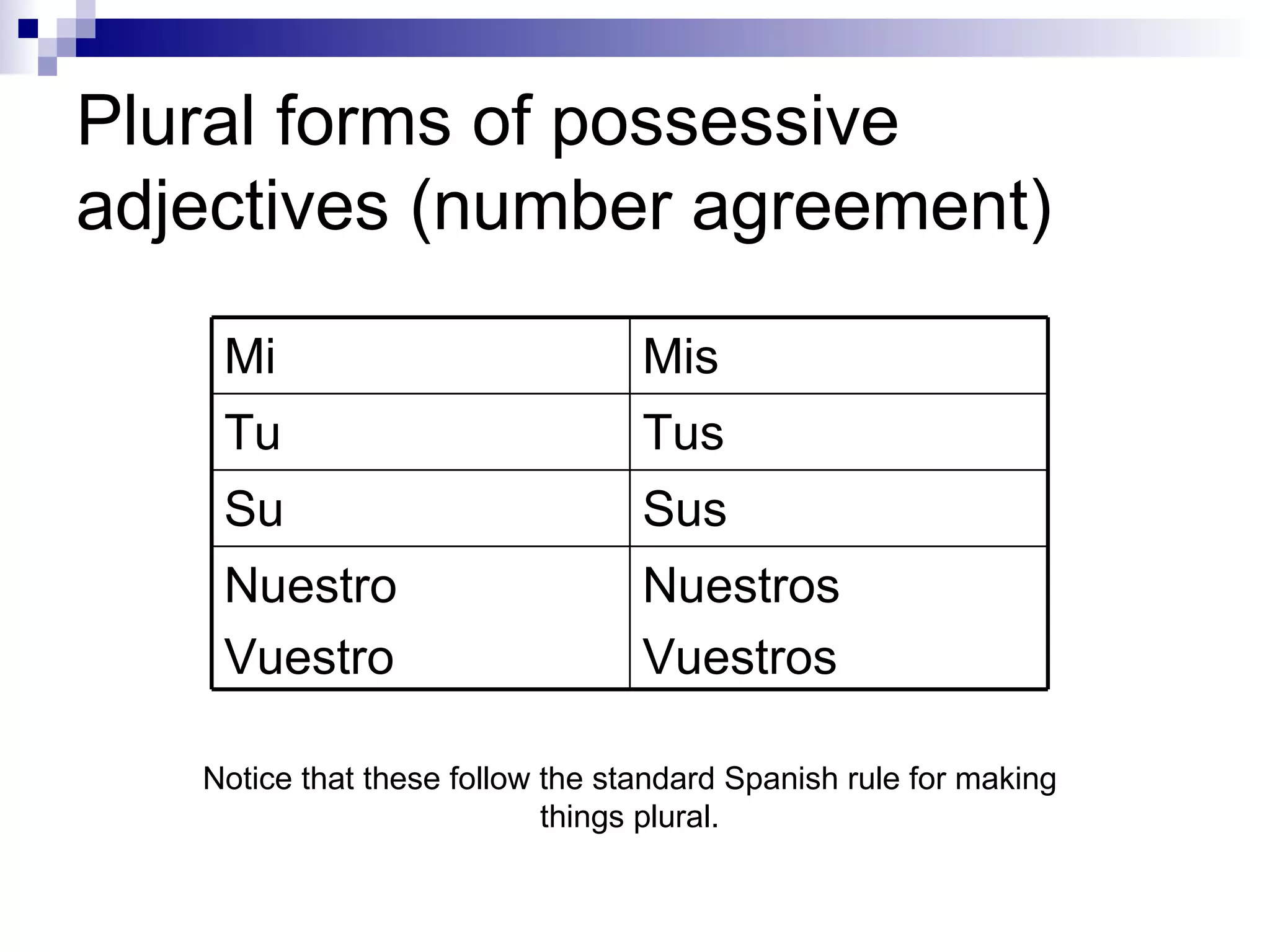 Spanish possessive adjectives | PPT