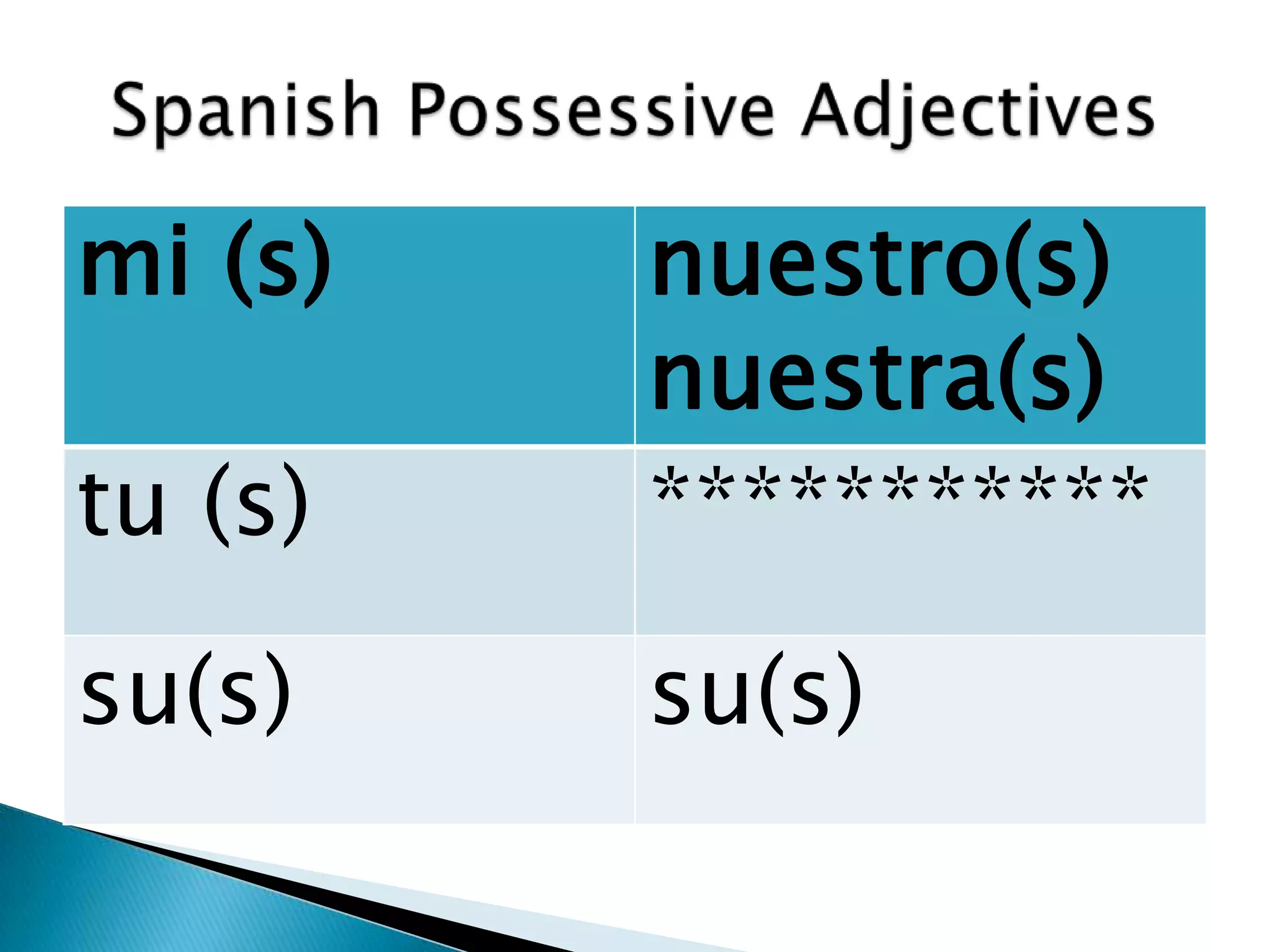 Possessive adjectives | PPTX