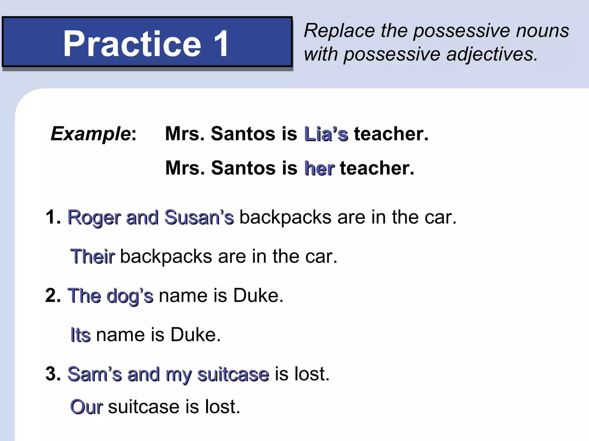 Possessive adjectives | PPS
