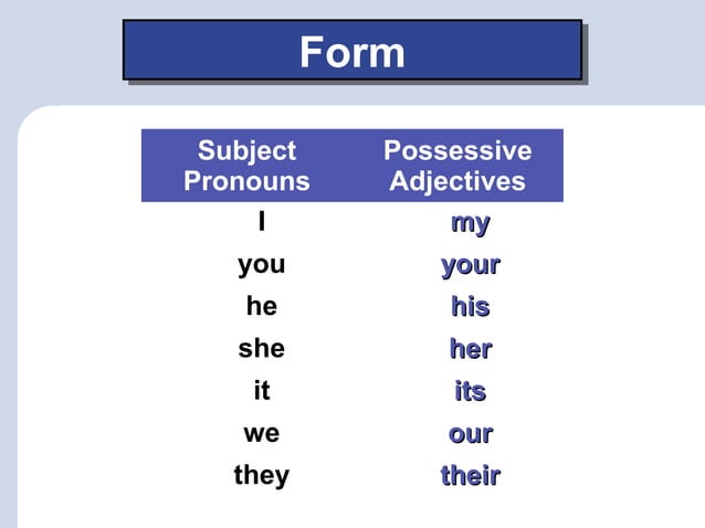 Possessive adjectives | PPS