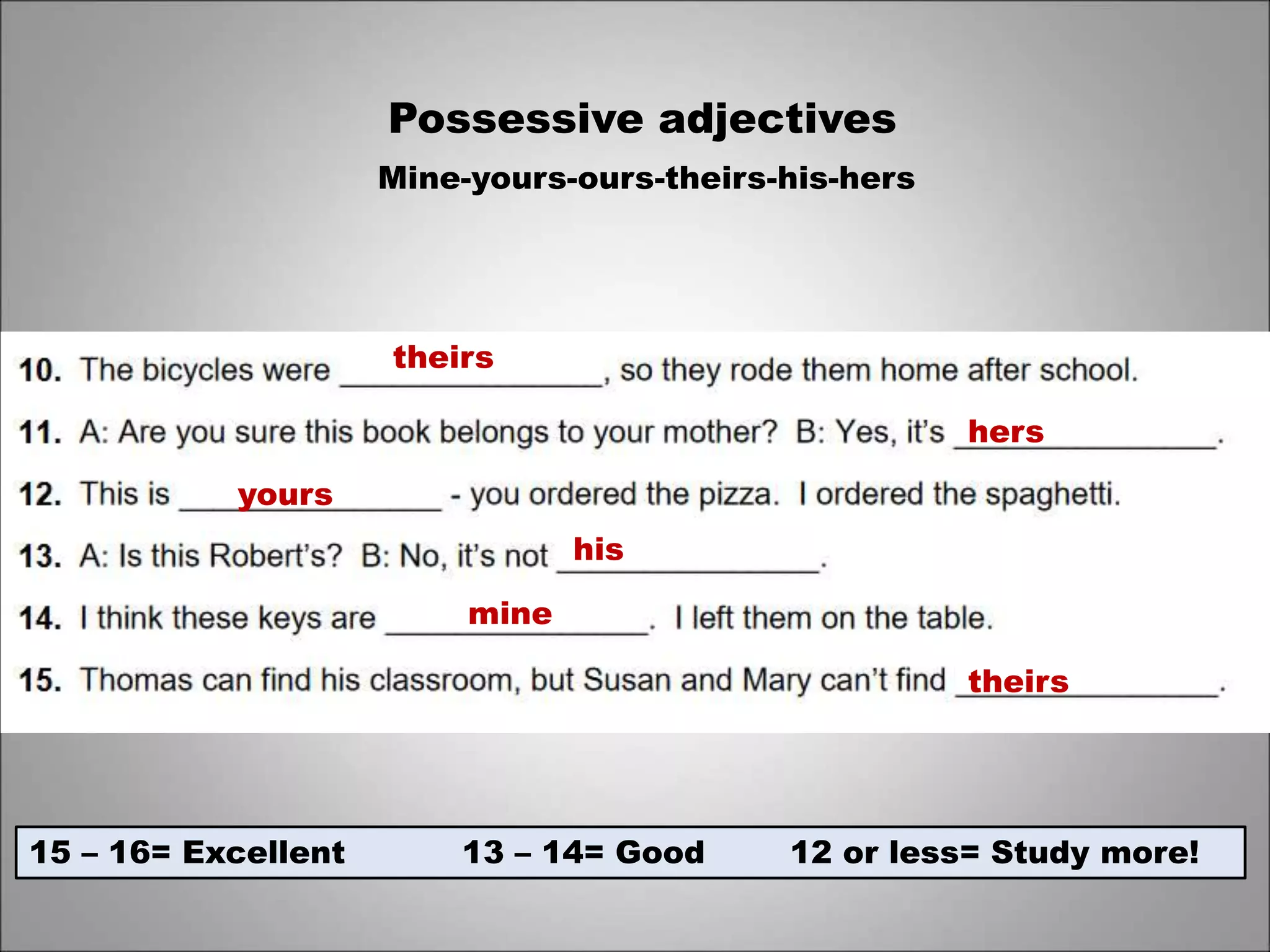 Possessive adjectives . possessive pronouns | PPT