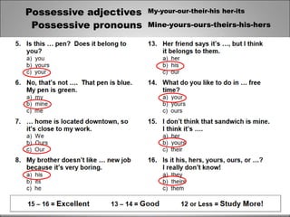 Possessive adjectives . possessive pronouns | PPT