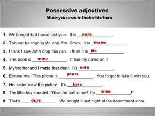 Possessive adjectives . possessive pronouns | PPT