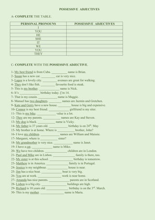 POSSESSIVE ADJECTIVES-6 | PDF