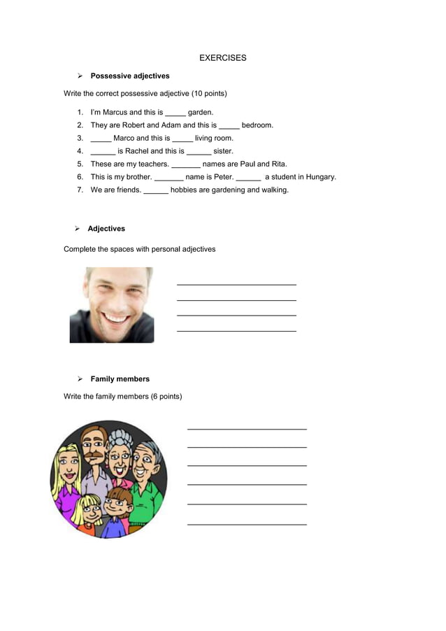 Possessive adjectives personal adjectives-family members | PDF