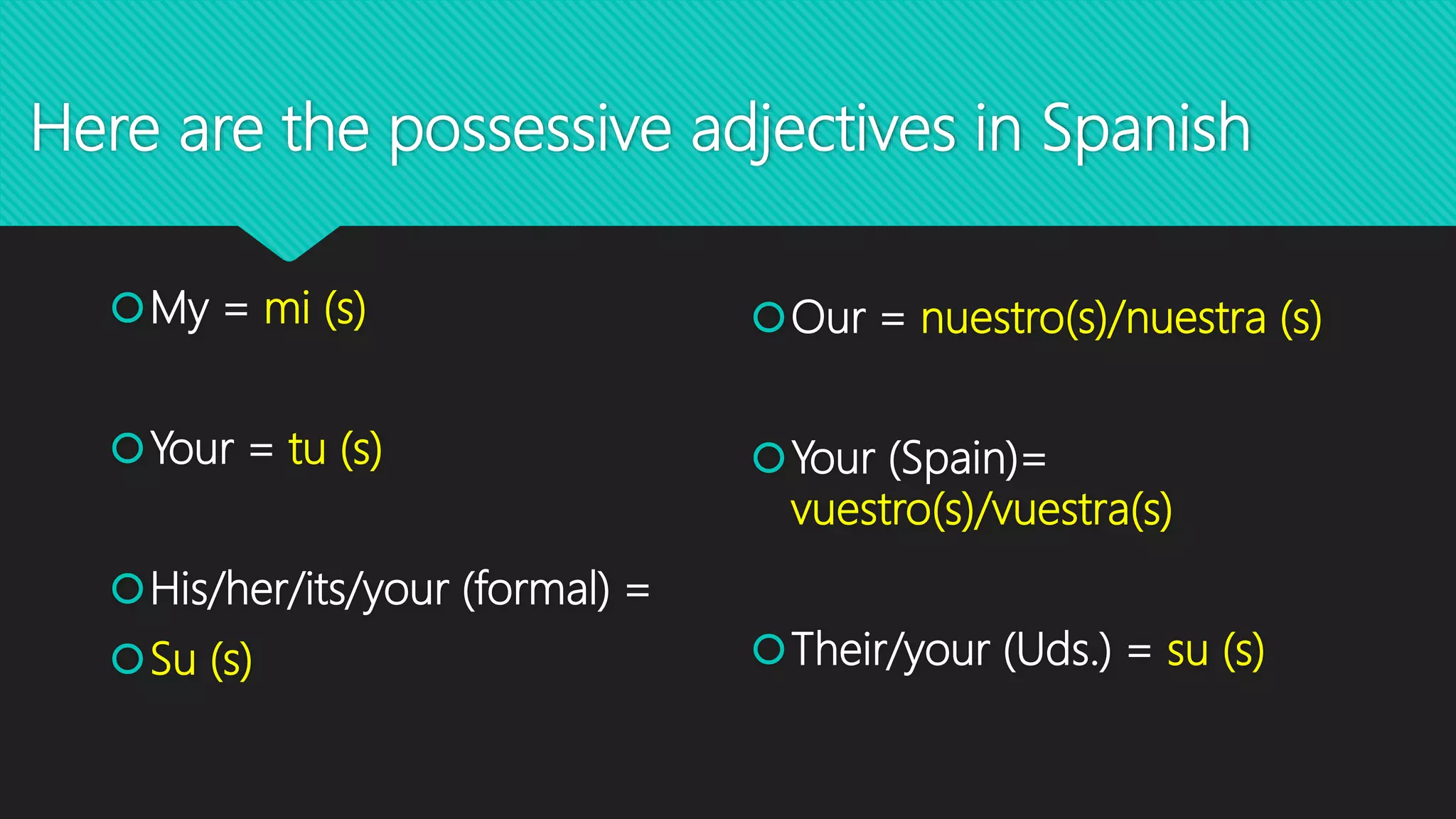 Possessive adjectives ppt with practice without answers | PPTX