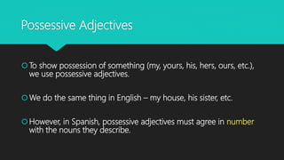 Possessive adjectives ppt with practice without answers | PPTX