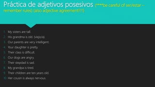 Possessive adjectives ppt with practice without answers | PPTX