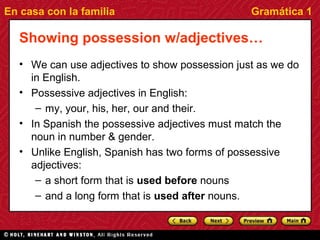 Possessive adjectives short and long | PPT