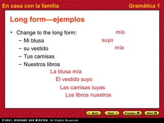 Possessive adjectives short and long | PPT