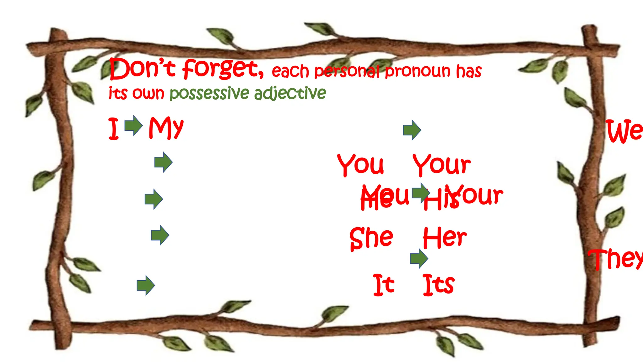 possessive adjectives in English - presentation | PPTX