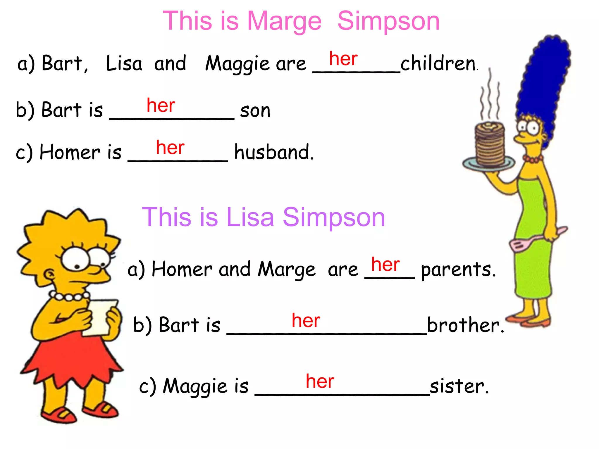 Possessive adjectives with simpsons | PPT