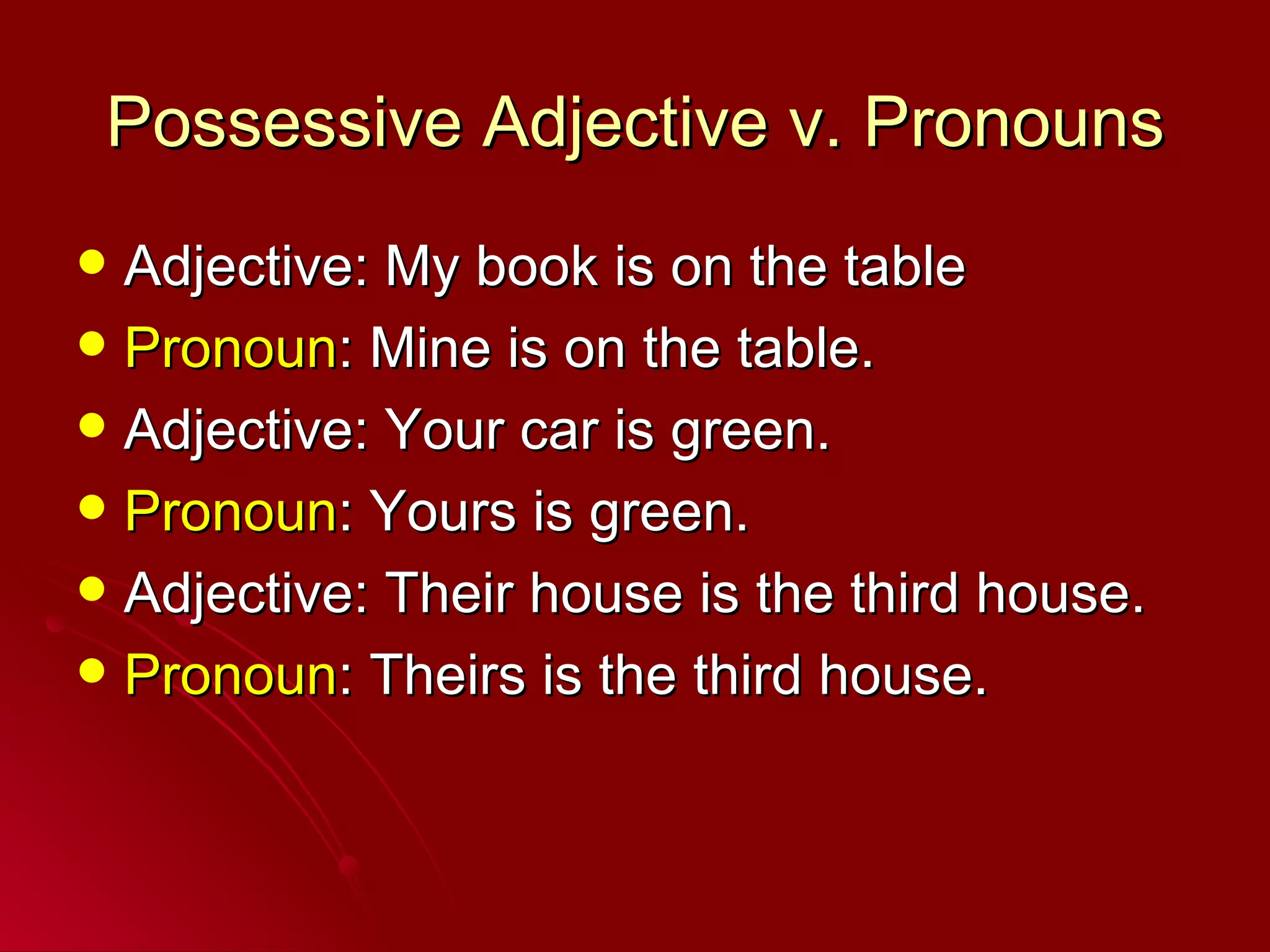 Possessive and adjectives pronouns | PPT