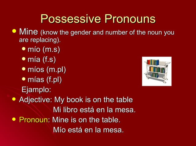 Possessive and adjectives pronouns | PPT | Books and Literature