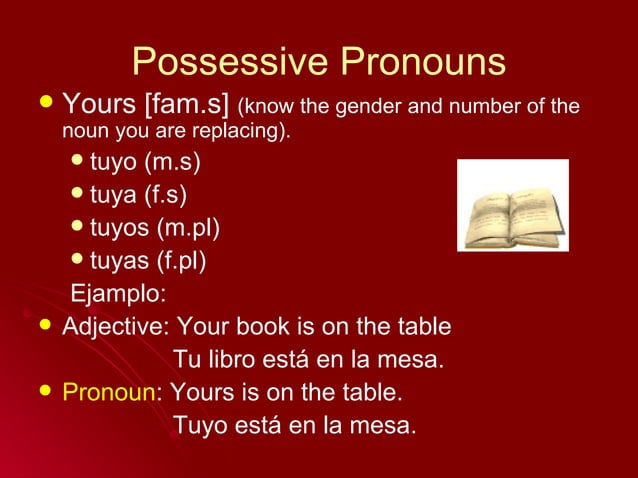 Possessive and adjectives pronouns | PPT | Books and Literature
