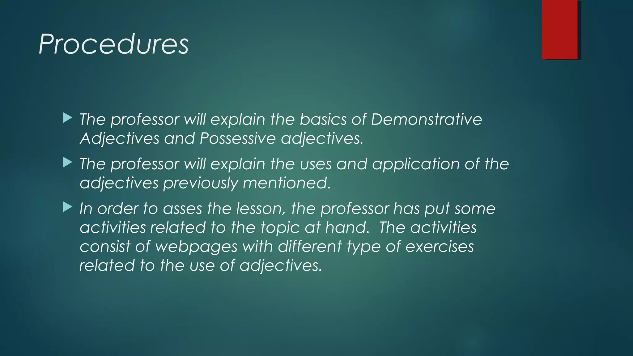 Possessive and Demonstrative Adjectives | PPT
