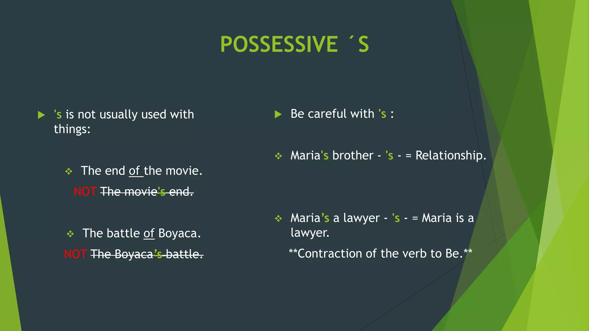 Possessive apostrophe s and exercises to practice | PPTX