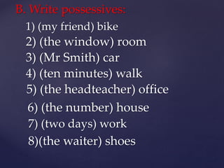 Possessive EXERCISES | PPTX