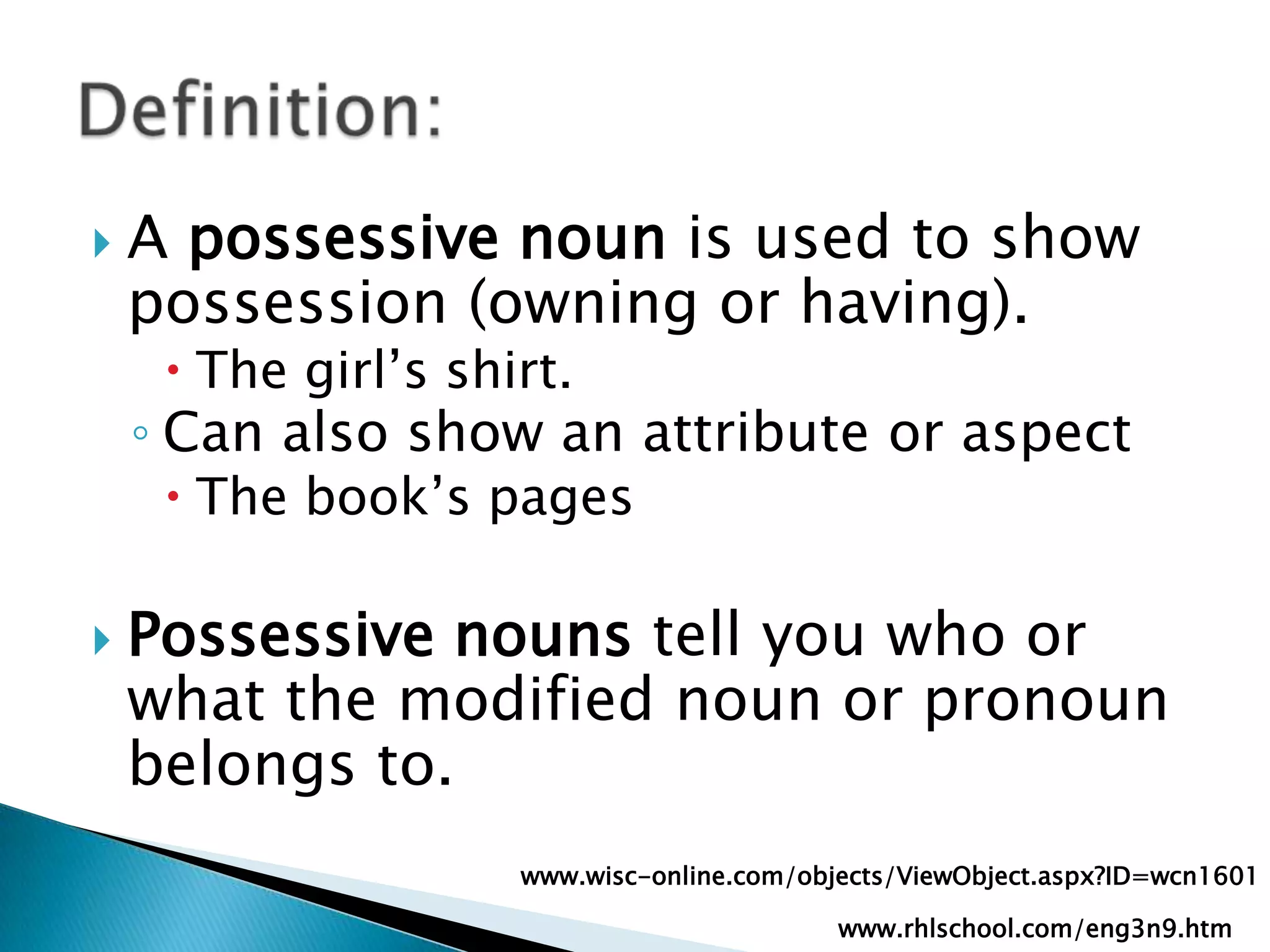 Possessive nouns | PPT