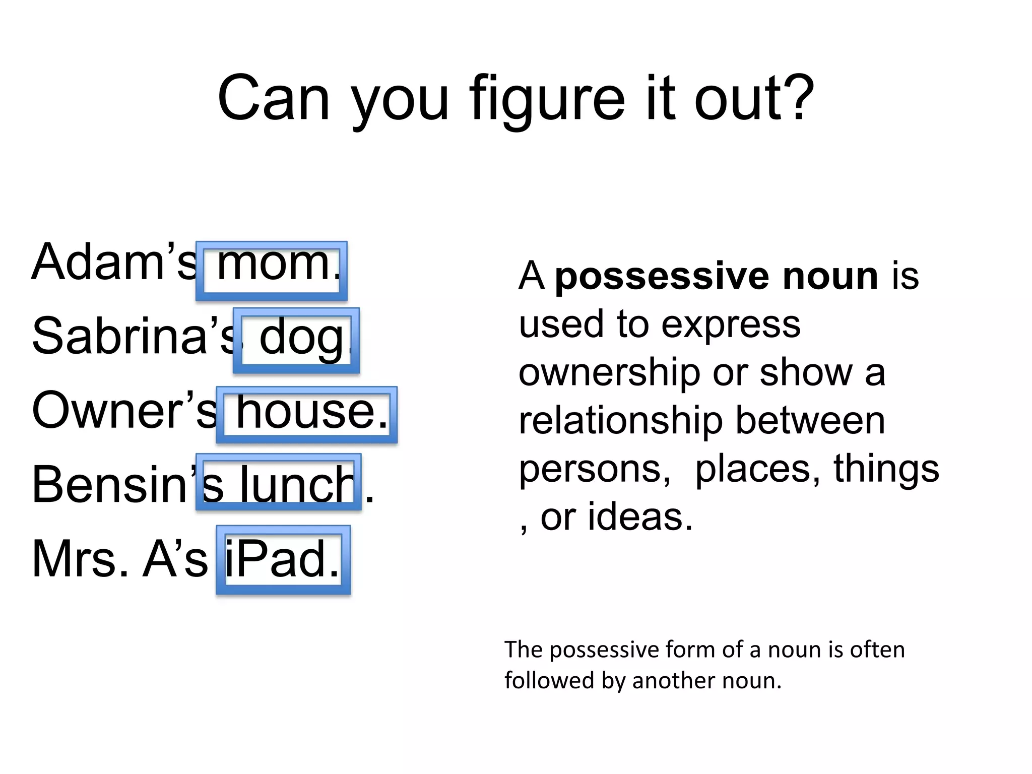 Possessive Nouns- Unit 2 | PPT