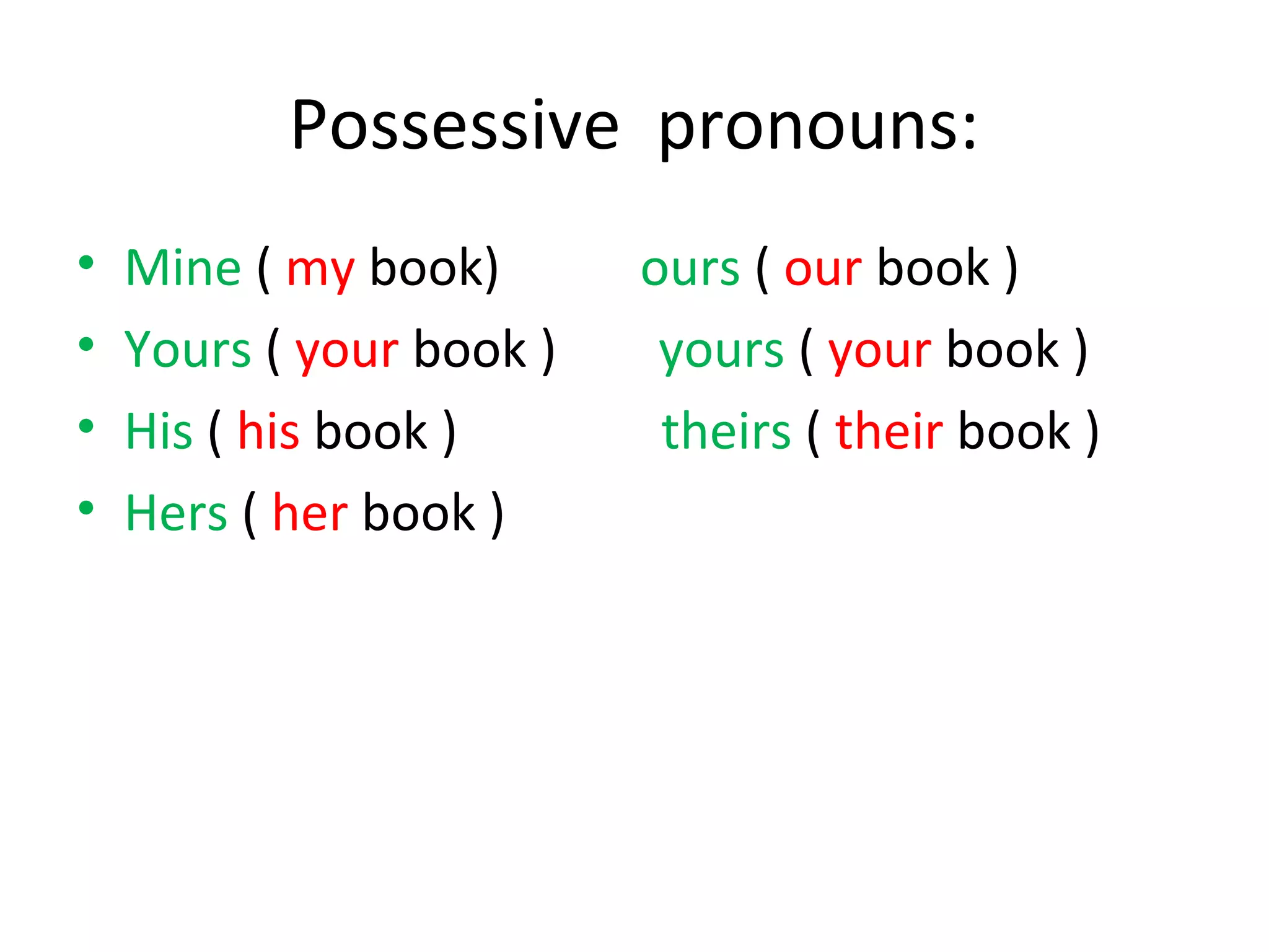 Possessive pronouns | PPT