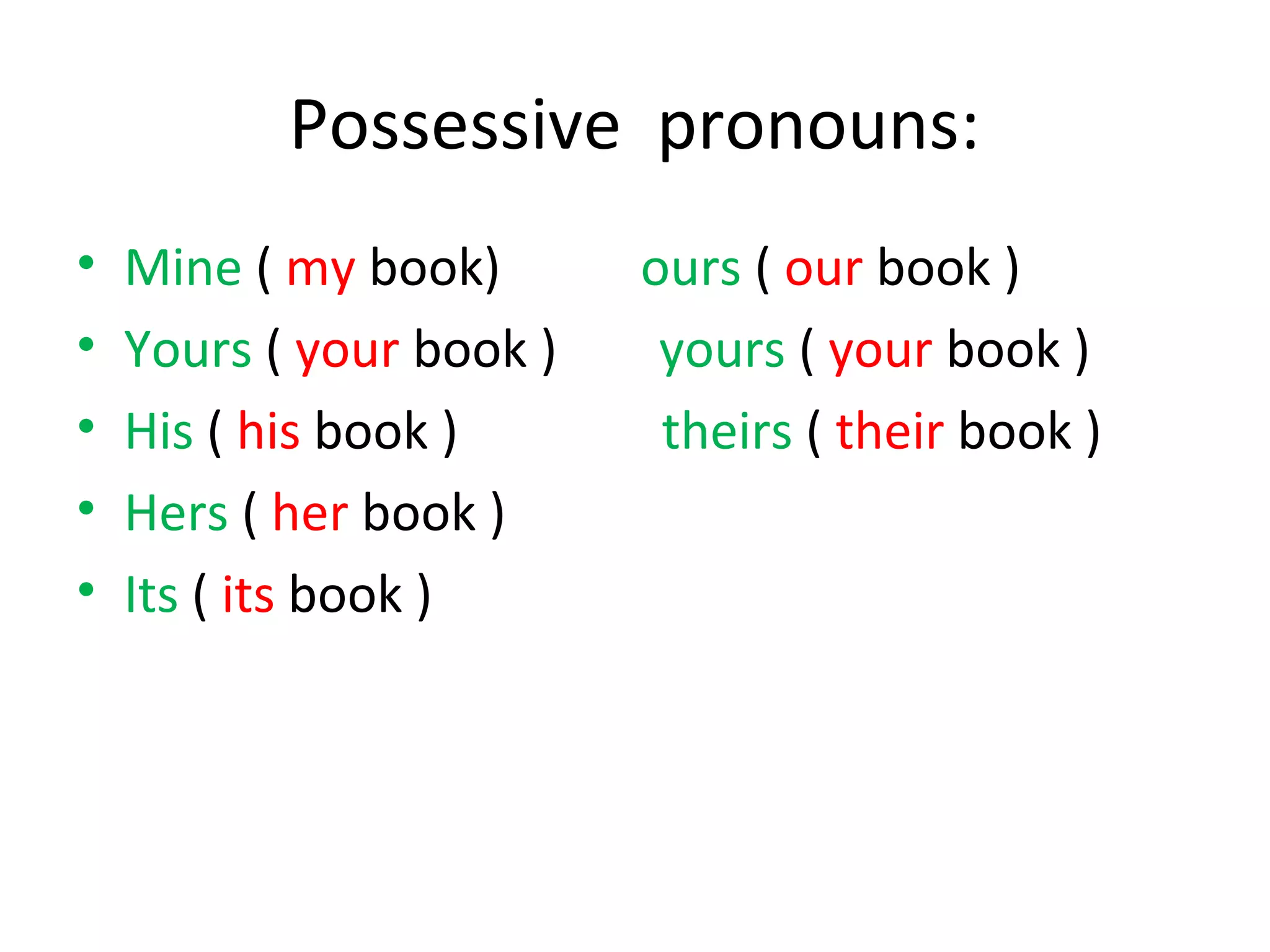 Possessive pronouns | PPT