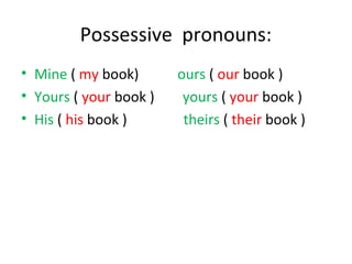 Possessive pronouns | PPT
