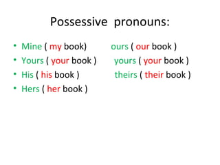 Possessive pronouns | PPT
