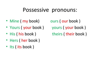 Possessive pronouns | PPT