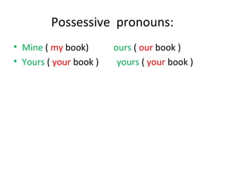 Possessive pronouns | PPT
