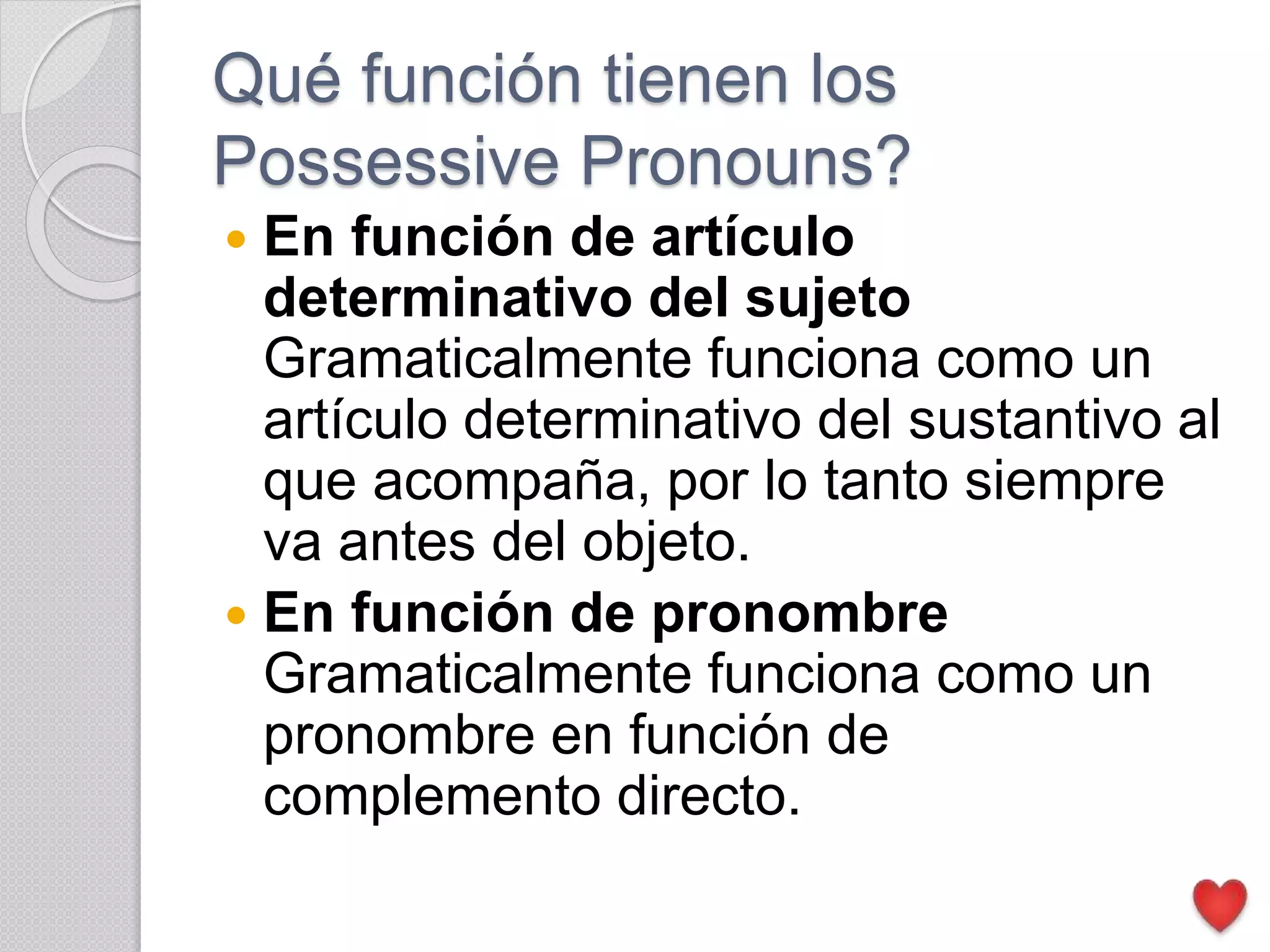 Possessive Pronouns. | PPTX
