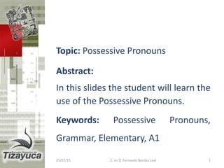Possessive Pronouns | PPTX