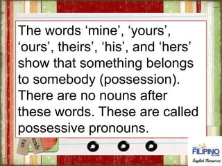 Possessive pronouns | PPTX