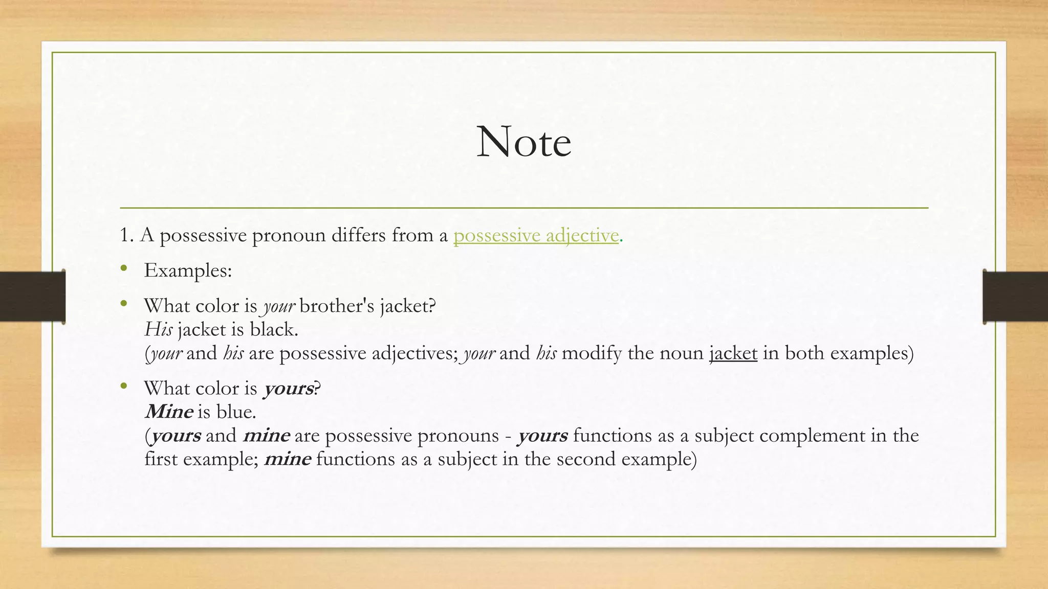 Possessive pronouns | PPTX